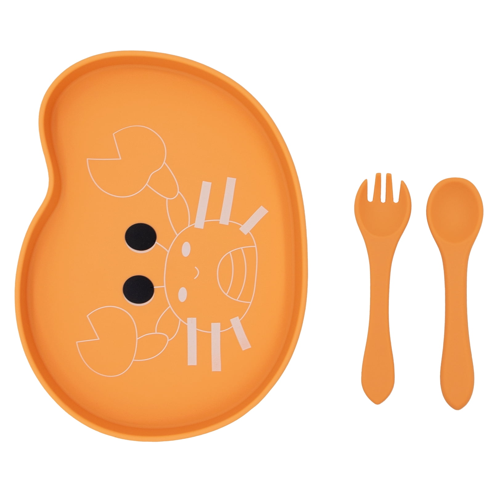 Baby Silicone Feeder Set, BabyX 3-pcs Zoo Critter-themed Baby Plate ...