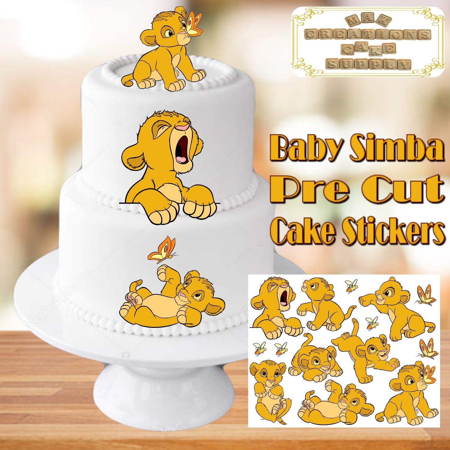 Baby Simba Pre Cut Cake Stickers ~ Baby Simba Cake Topper ~Baby Shower ...