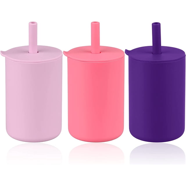 Baby Sippy Cup. 3 Pack Silicone Trainer Cup Toddler Training Straw Cup ...