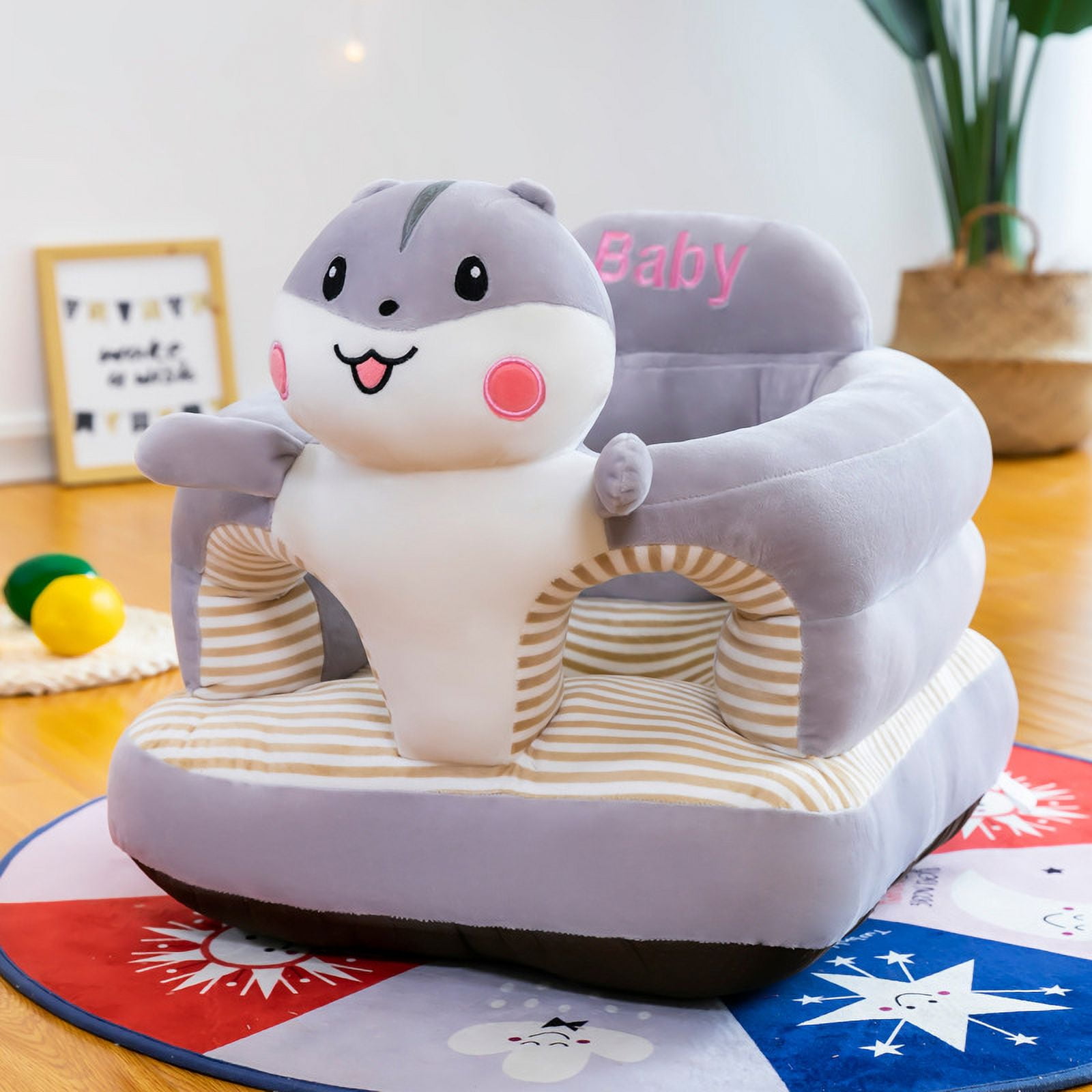 Baby Sit up Chair Cartoon Animals Plush Toddler Sofa Chair Baby Support ...