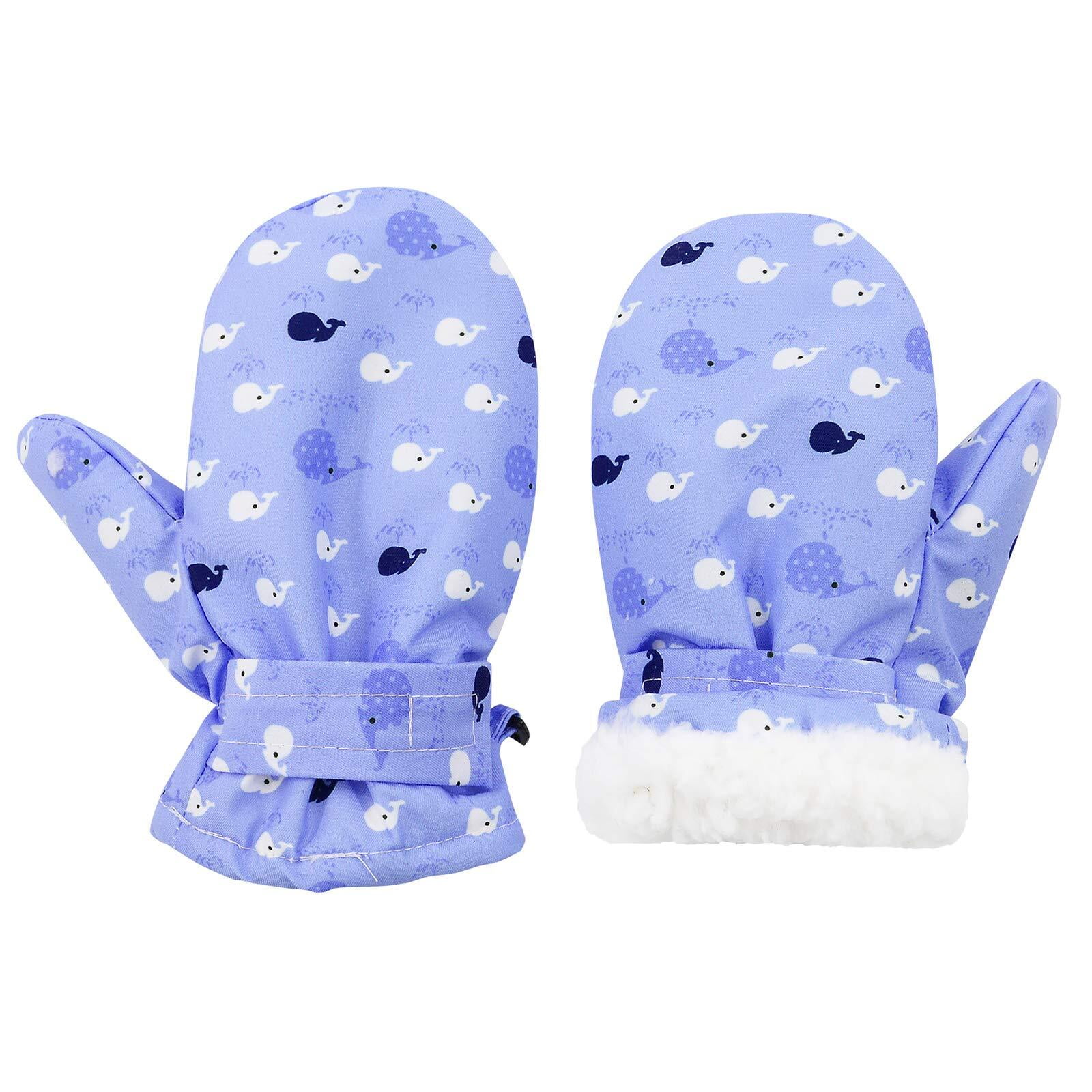 Baby Ski Waterproof Mittens Kids Thick Lined Fleece Gloves for Cold ...
