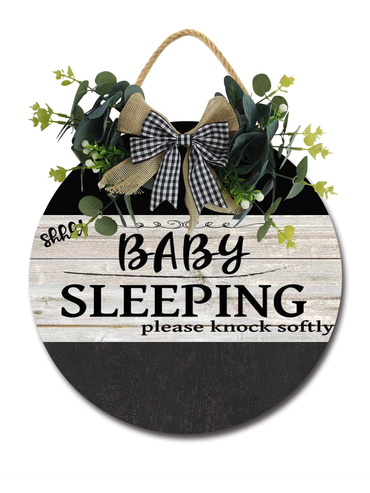 Baby Sleeping Knock Softly Sign Front Door Porch Decorations, Round ...