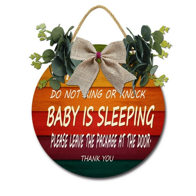 Baby Sleeping Sign For Front Door Cute Bow Do Not Ring The Bell Do Not ...
