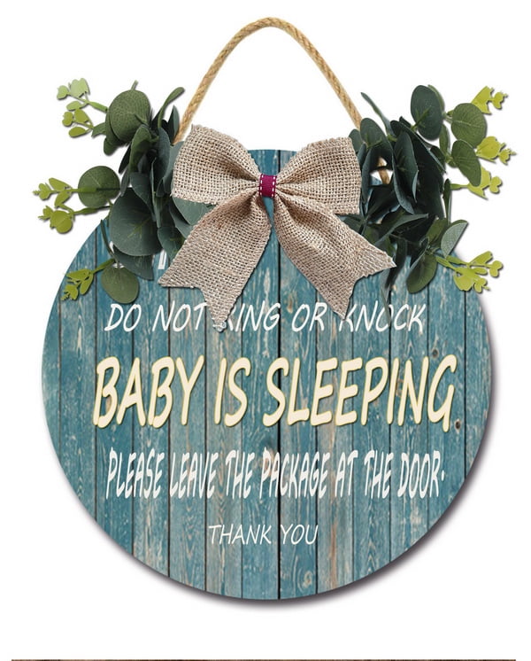 Baby Sleeping Sign For Front Door Decorations Hanging - Do Not Knock Or ...