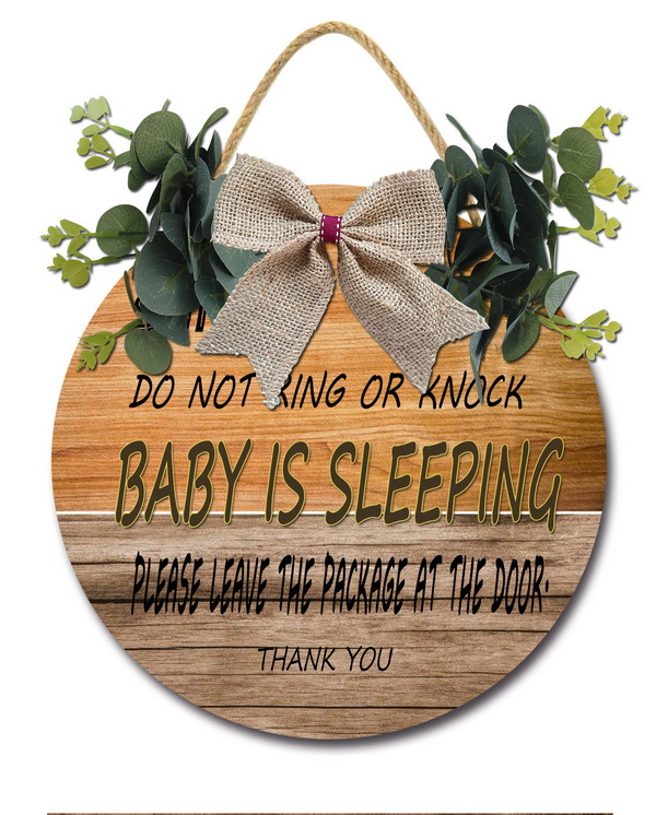 Baby Sleeping Sign For Front Door Funny Baby Sleeping Sign, Door Hanger ...