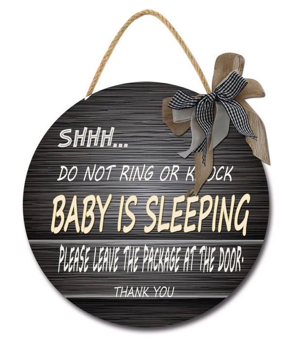 Baby Sleeping Sign For Front Door No Soliciting Baby Sleeping Sign For ...