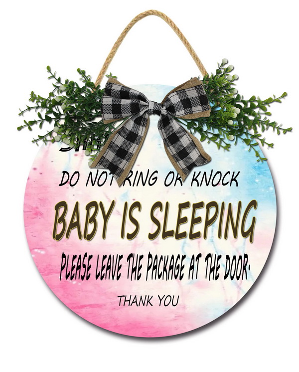 Baby Sleeping Sign For Front Door Shhh Baby Sleeping Sign Funny Do Not ...