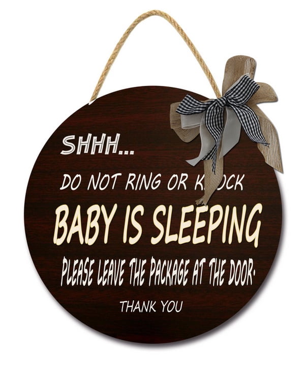 Baby Sleeping Sign For Front Door Shhh Baby Sleeping Sign Funny Do Not ...