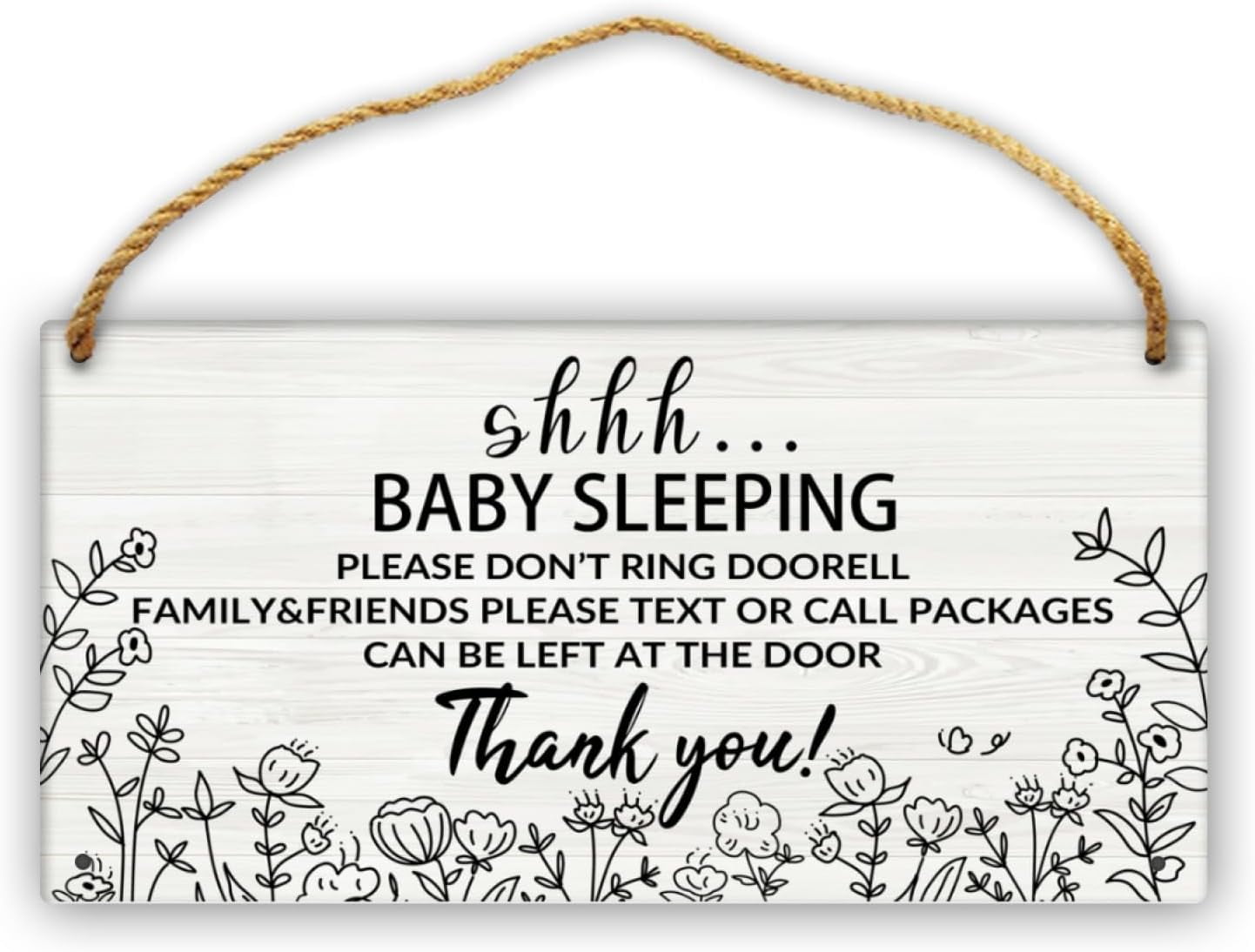 Baby Sleeping Sign for Front Door 12 x 6 Inches Please Do Not Knock or ...