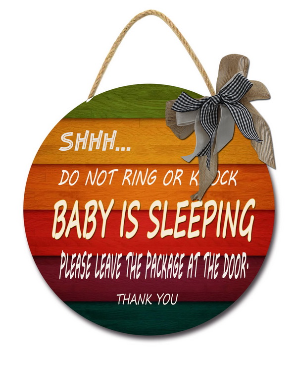 Baby Sleeping Sign For Front Door Baby Asleep Door Sign Door Decoration ...