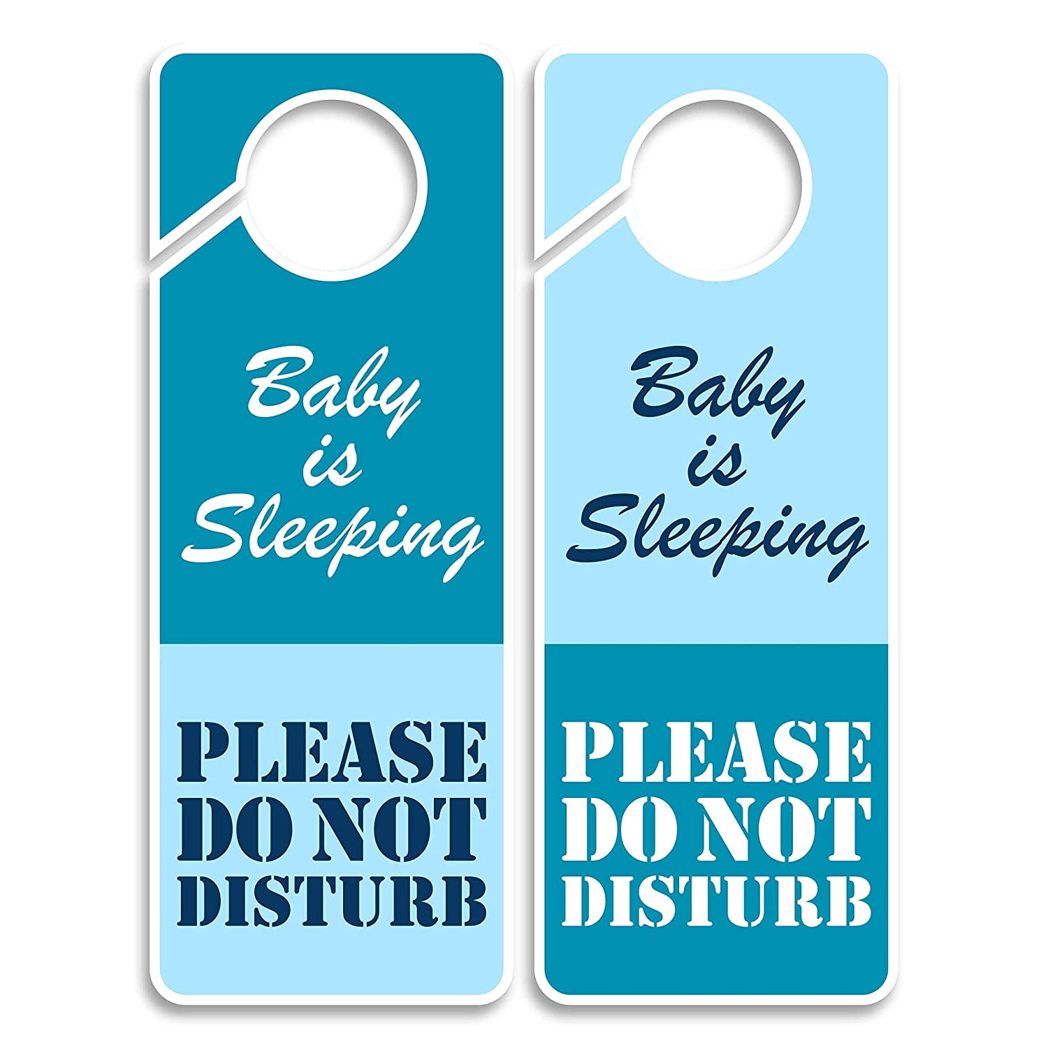 Baby Sleeping Sign for Front Door, Door Hanger 2 Pack, Double Sided ...