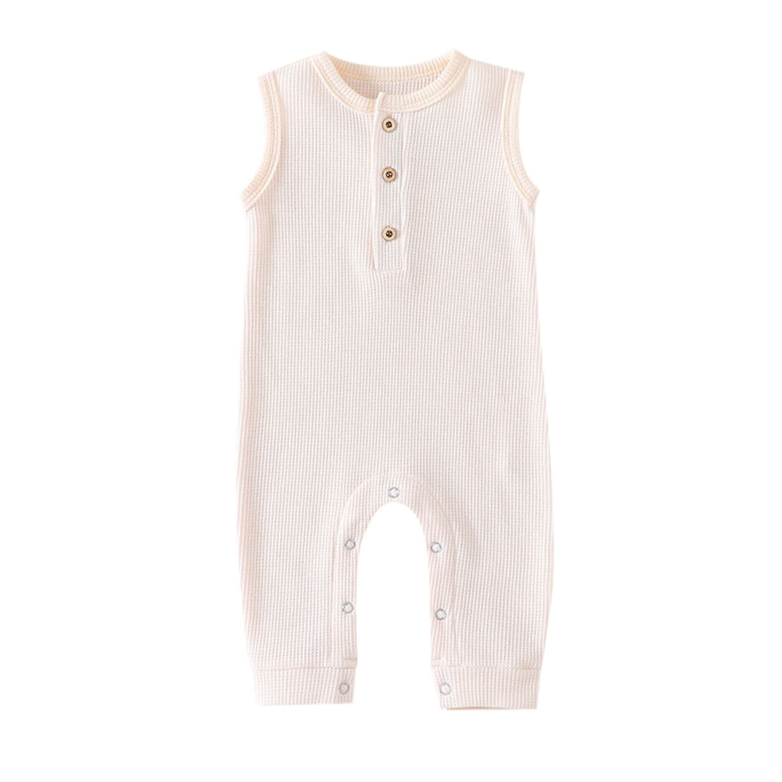 Baby Sleeveless Romper Bodysuit Buttons Closure Toddler Summer Jumpsuit ...