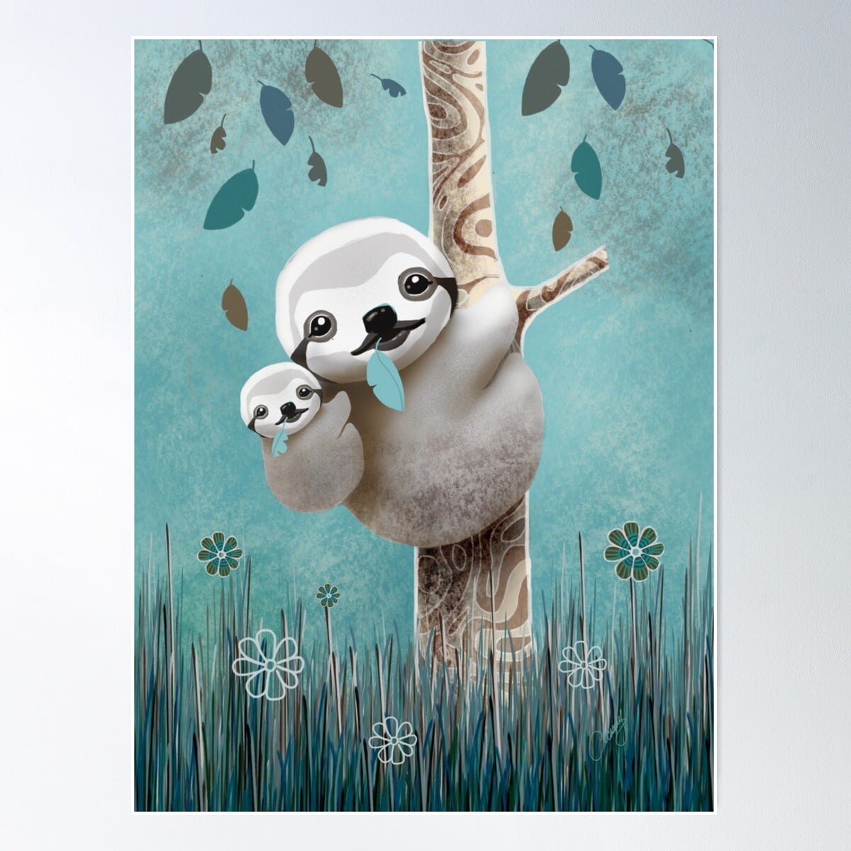Baby Sloth Daylight Poster Wall Art, Modern Wall Decor For Living Room ...