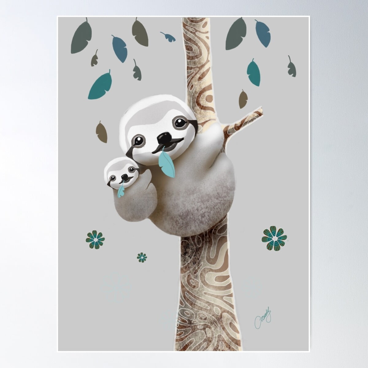 Baby Sloth Twilight Poster Wall Art, Modern Wall Decor For Living Room ...