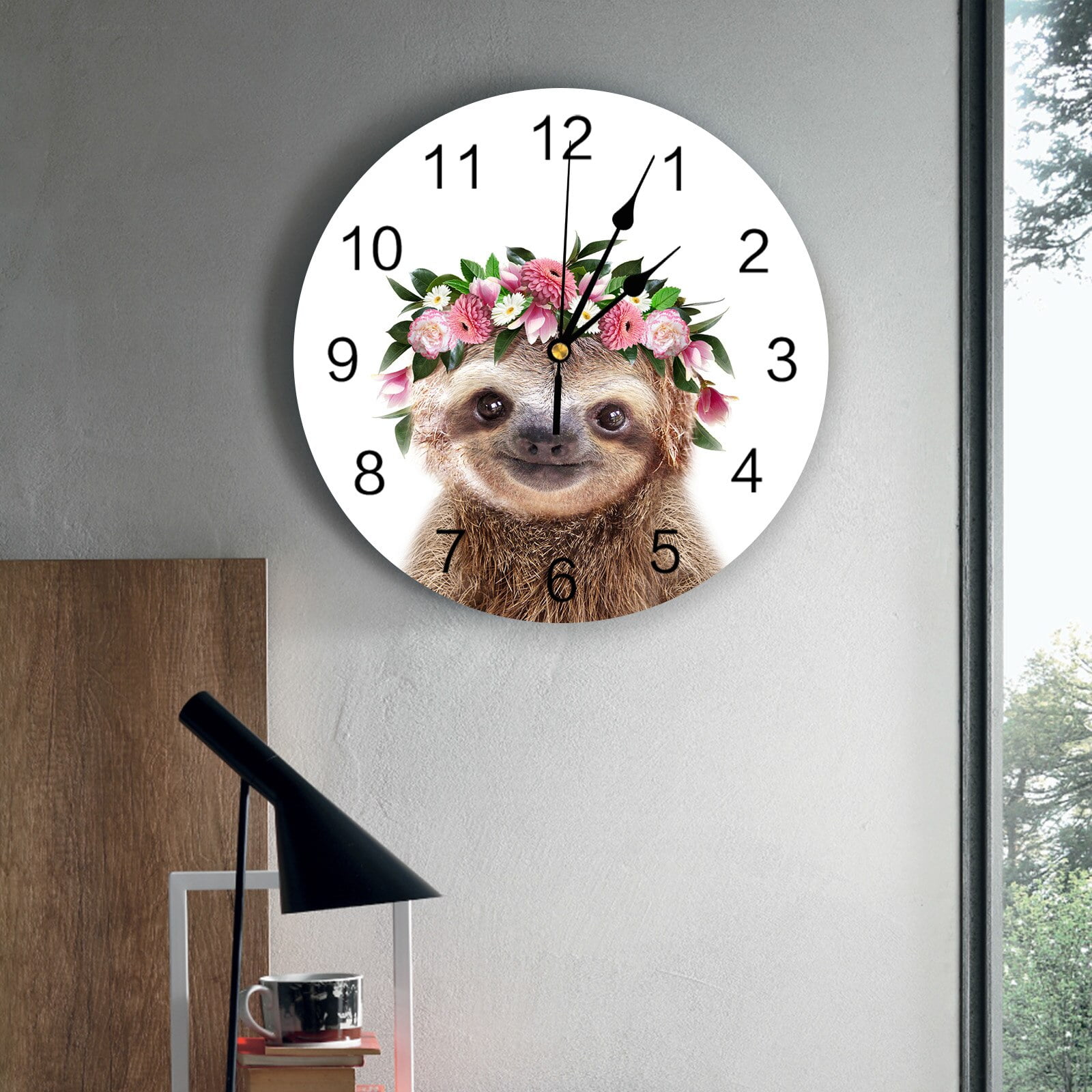 Baby Sloth Wall Clock Modern Design Living Room Decoration Clock Mute ...