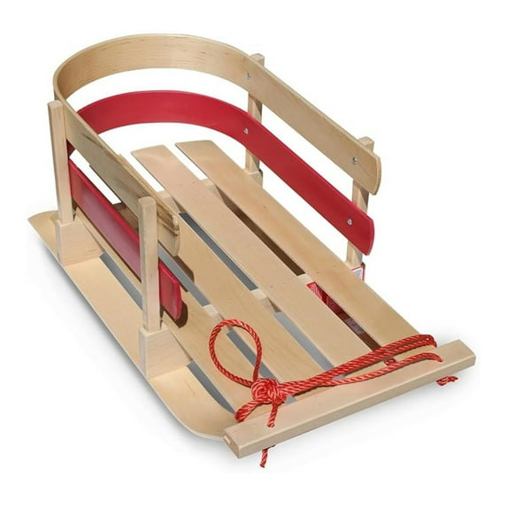 Baby Snow Sled and Toddler Toboggan - Classic Wooden Pull Sleigh for ...
