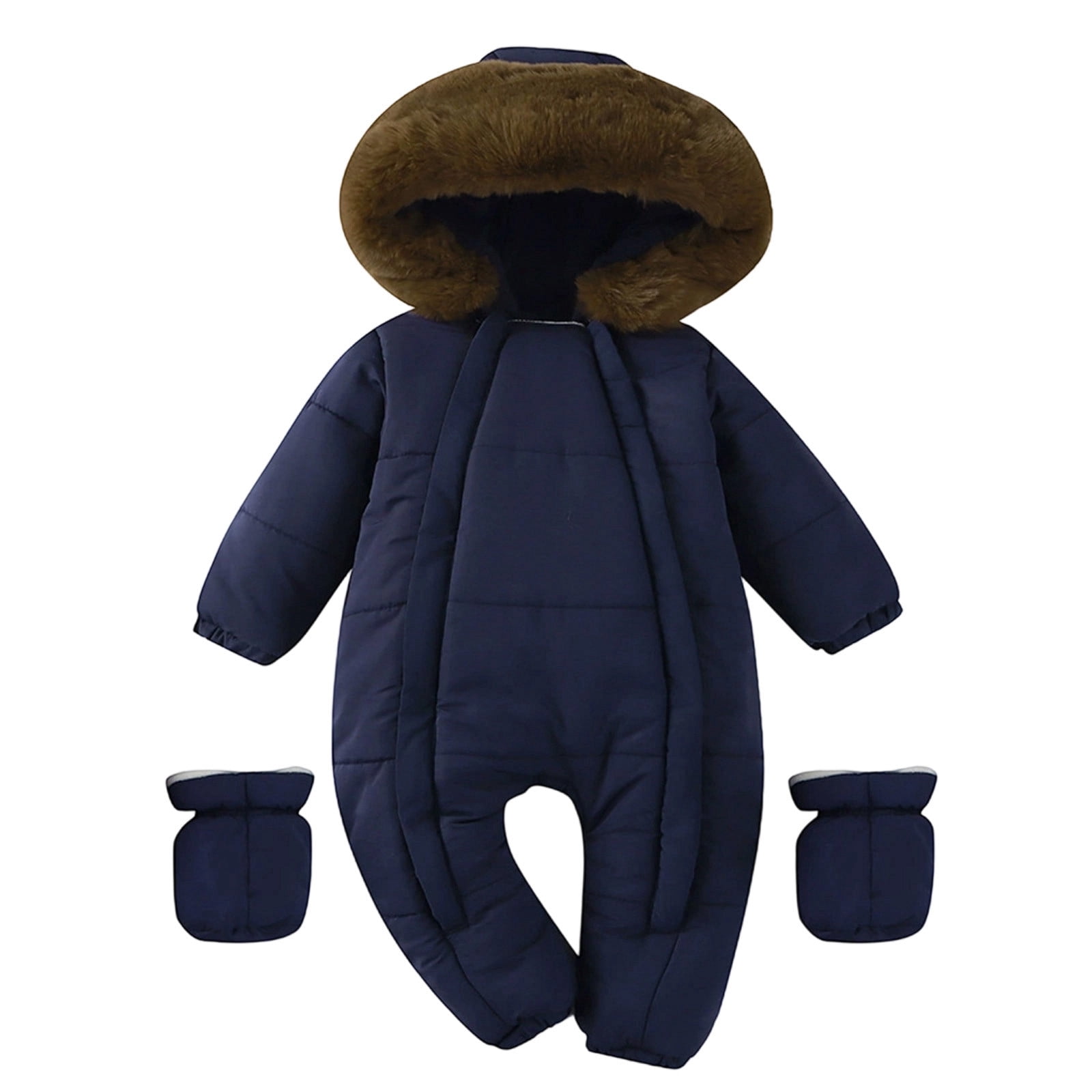 Baby Snowsuit Boys Snow Suit With Hood Collar Winter Fleece Warm Warm ...