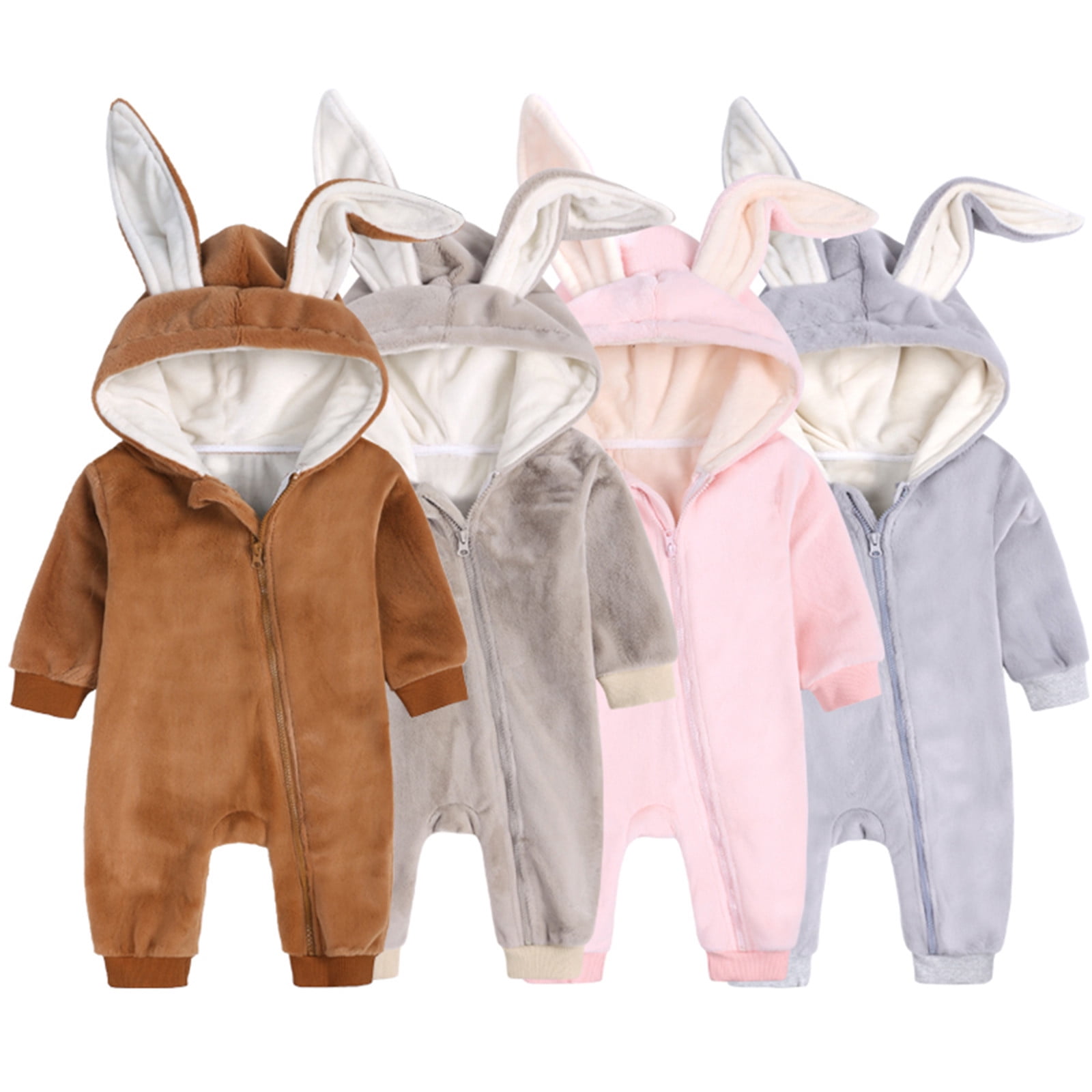 Baby Snowsuit Rabbit Jumpsuit Cute Cartoon Solid Bunting Jumpsuit Baby ...