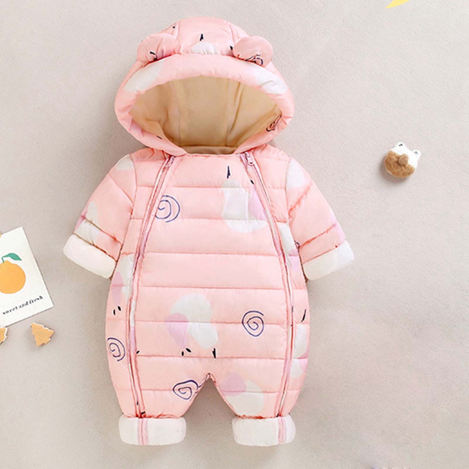 Baby Snowsuit Warm Hooded Puffer Coat Jacket Romper for Baby Winter Clothes Warm Windproof Long ...