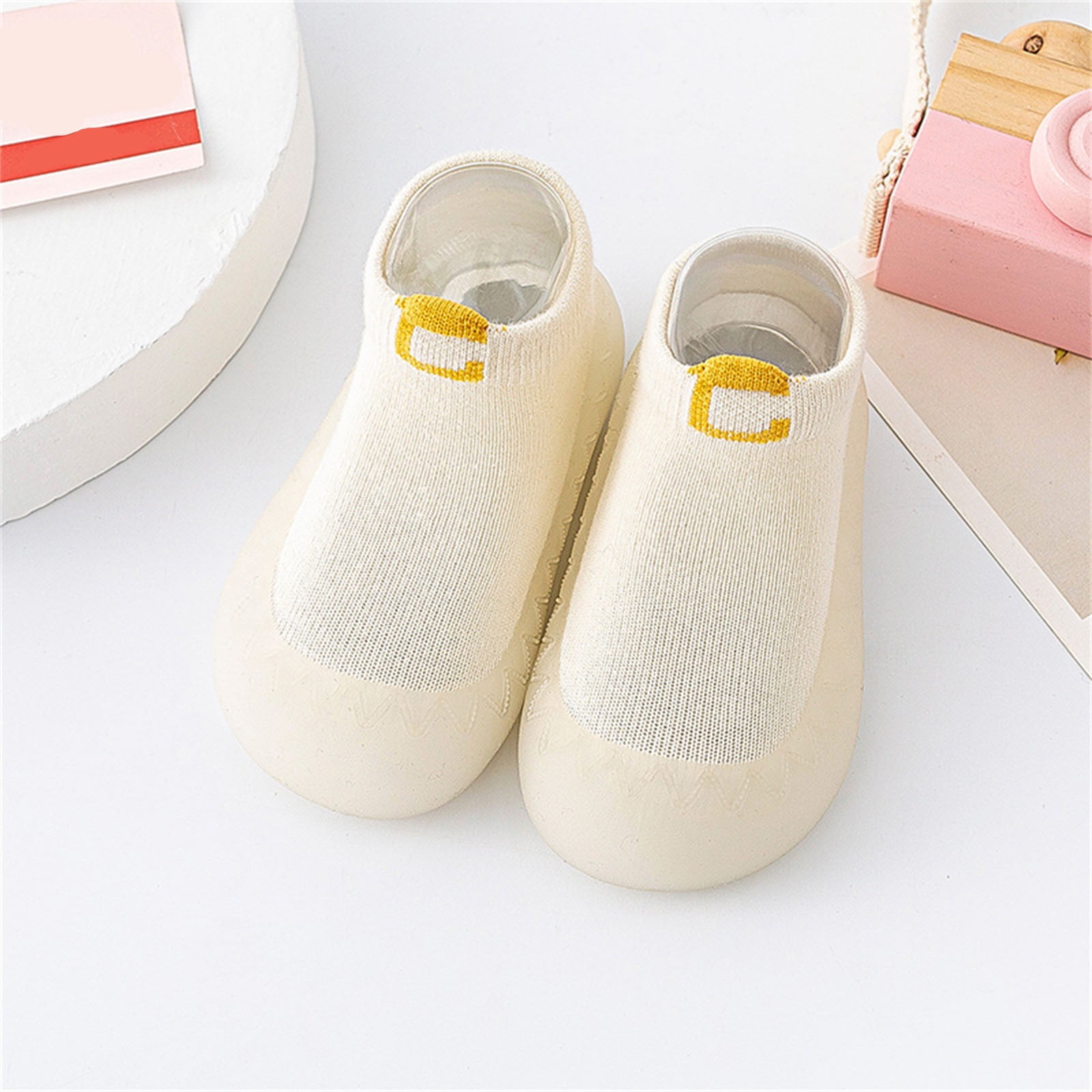 Baby Sock Shoes Anti Walking Shoes Indoor Warm Knit Soft Sole Rubber ...