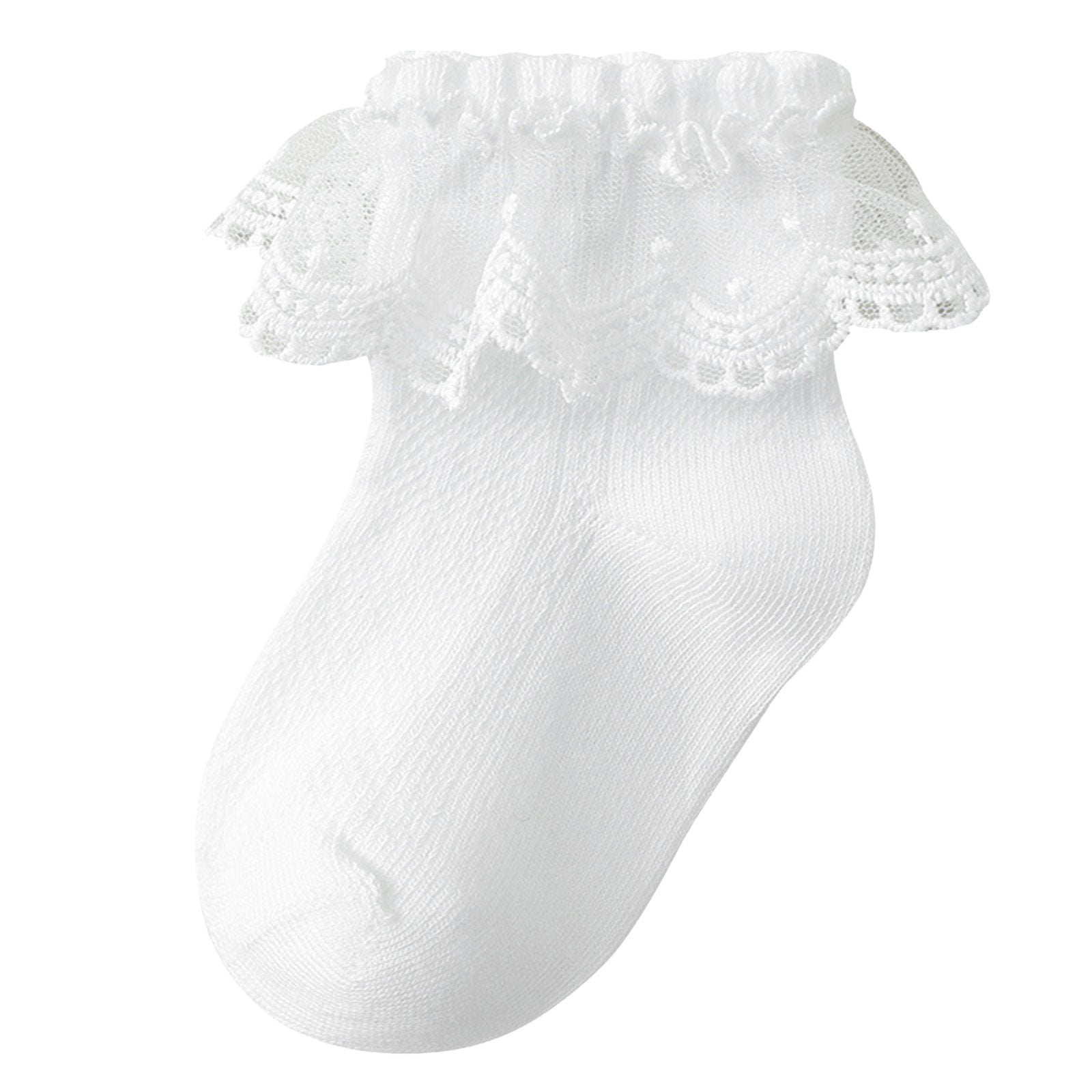 Baby Socks 12-24 Months Baseball Socks Youth 6 Pairs Girls White Ruffle ...