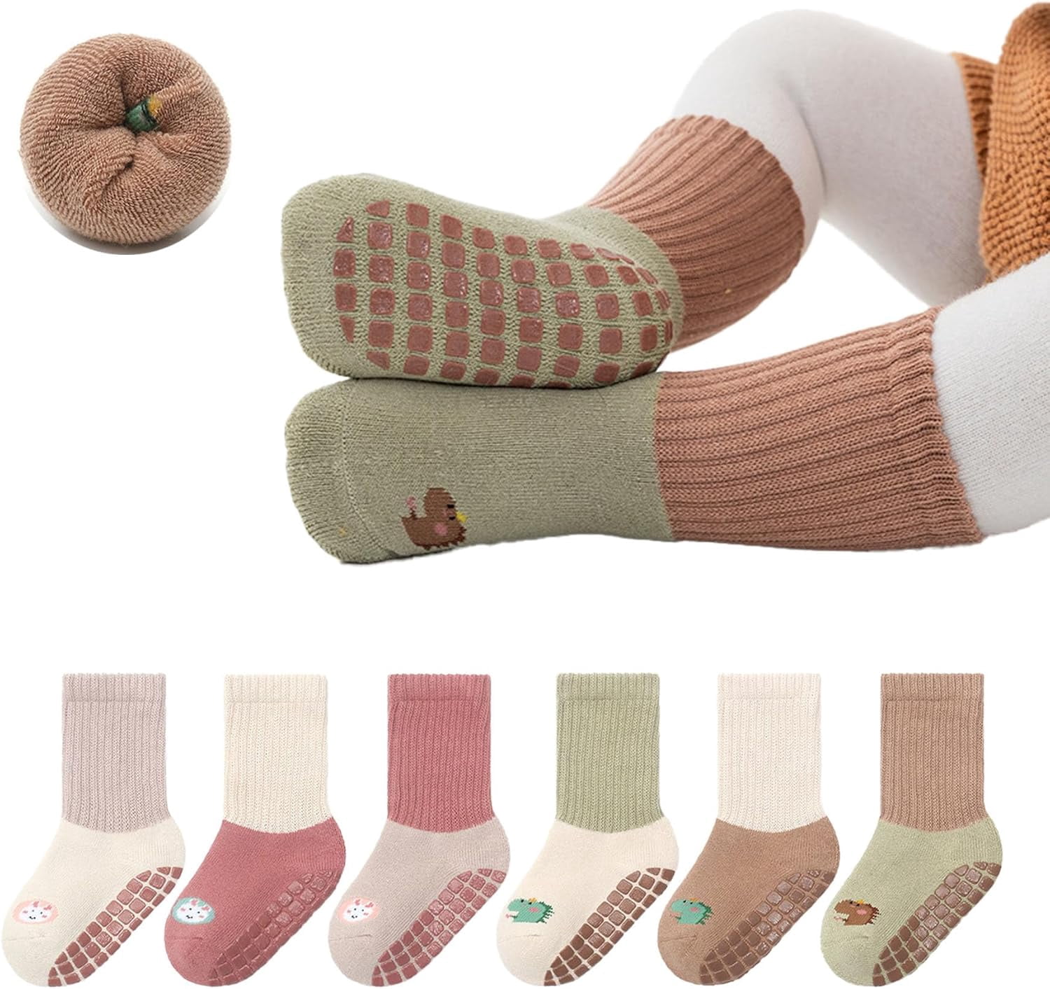 Baby Socks Non-skid Grip Toddler Socks Warm Thick Anti Skid Crew Socks ...