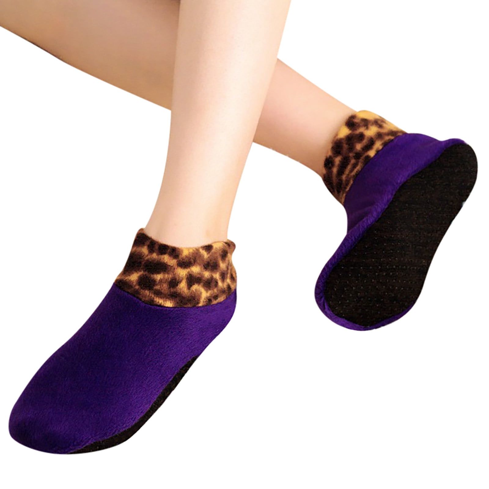 Baby Socks Warm Fleece Lined Leopard Bed Home Indoor Non Slip Low Cut ...