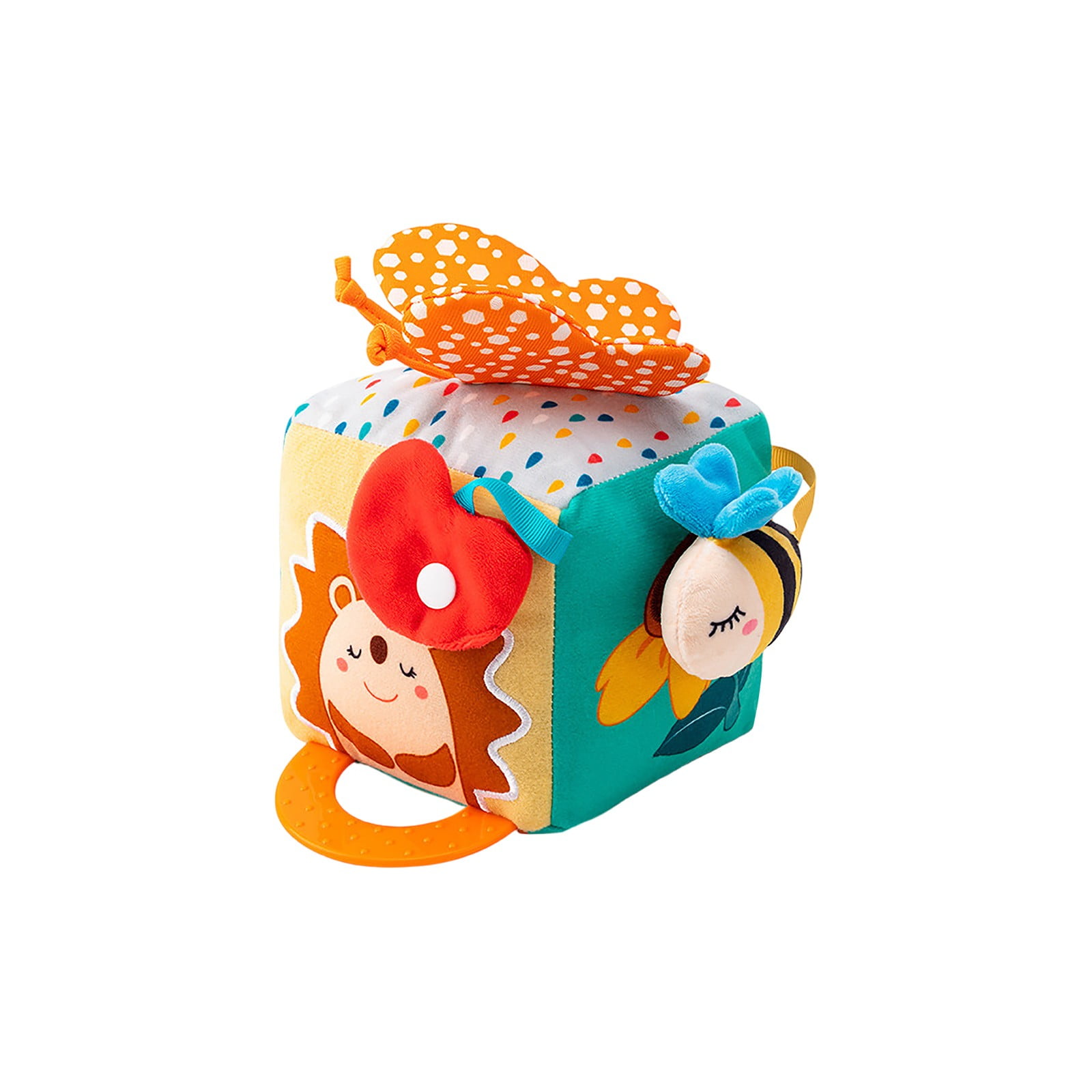 Baby Soft Activity Cube Toy with Sensory Features, Crinkle Textures ...