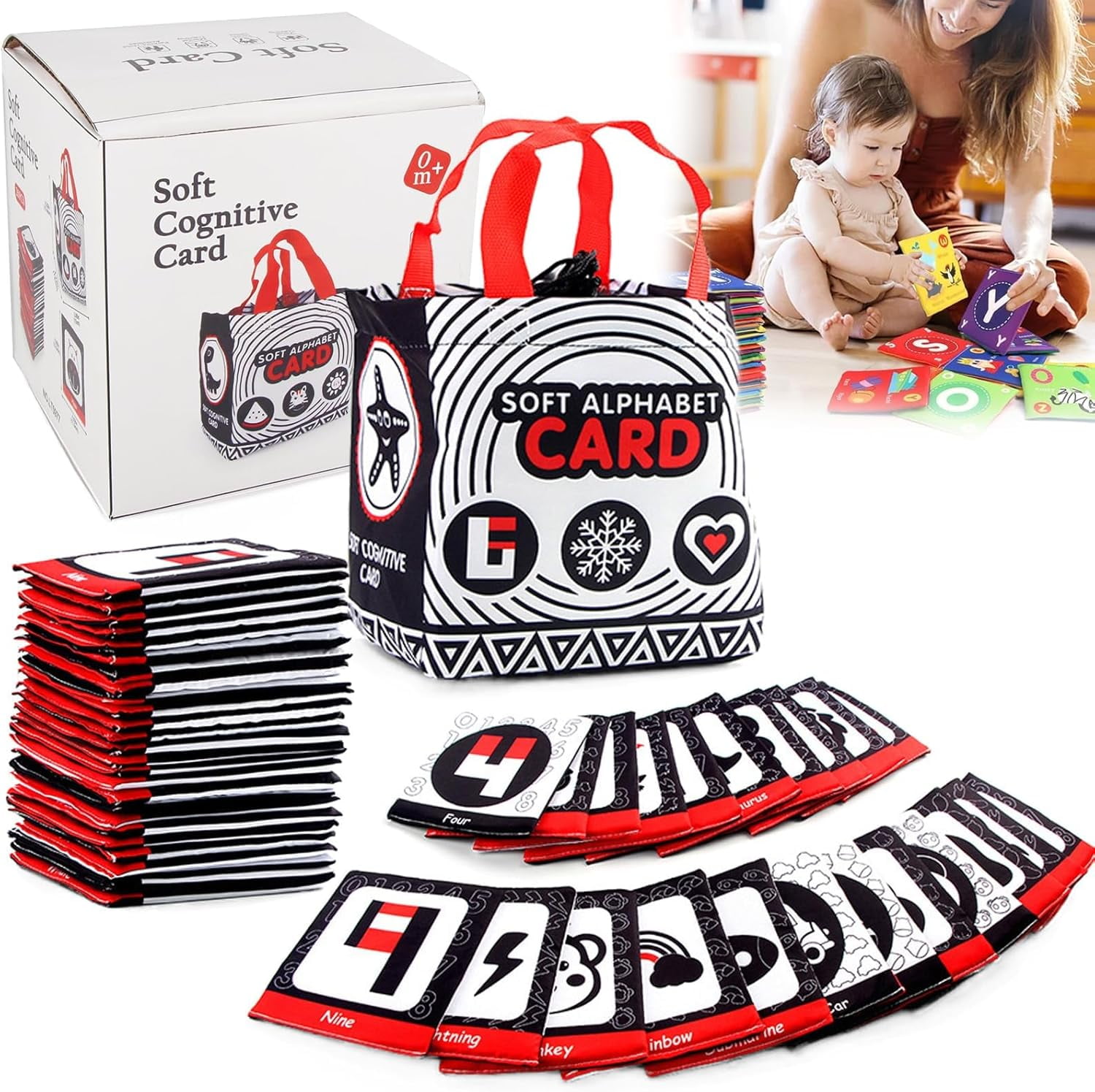 Baby Soft Alphabet Cards Toys, 26Pcs Early Childhood Enlightenment Book ...