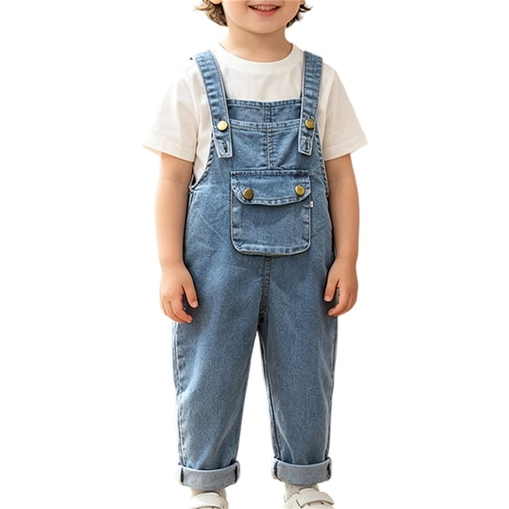 Baby Solid Color Cuffed Hem Overall Jumpsuit, Skin Friendly Material ...