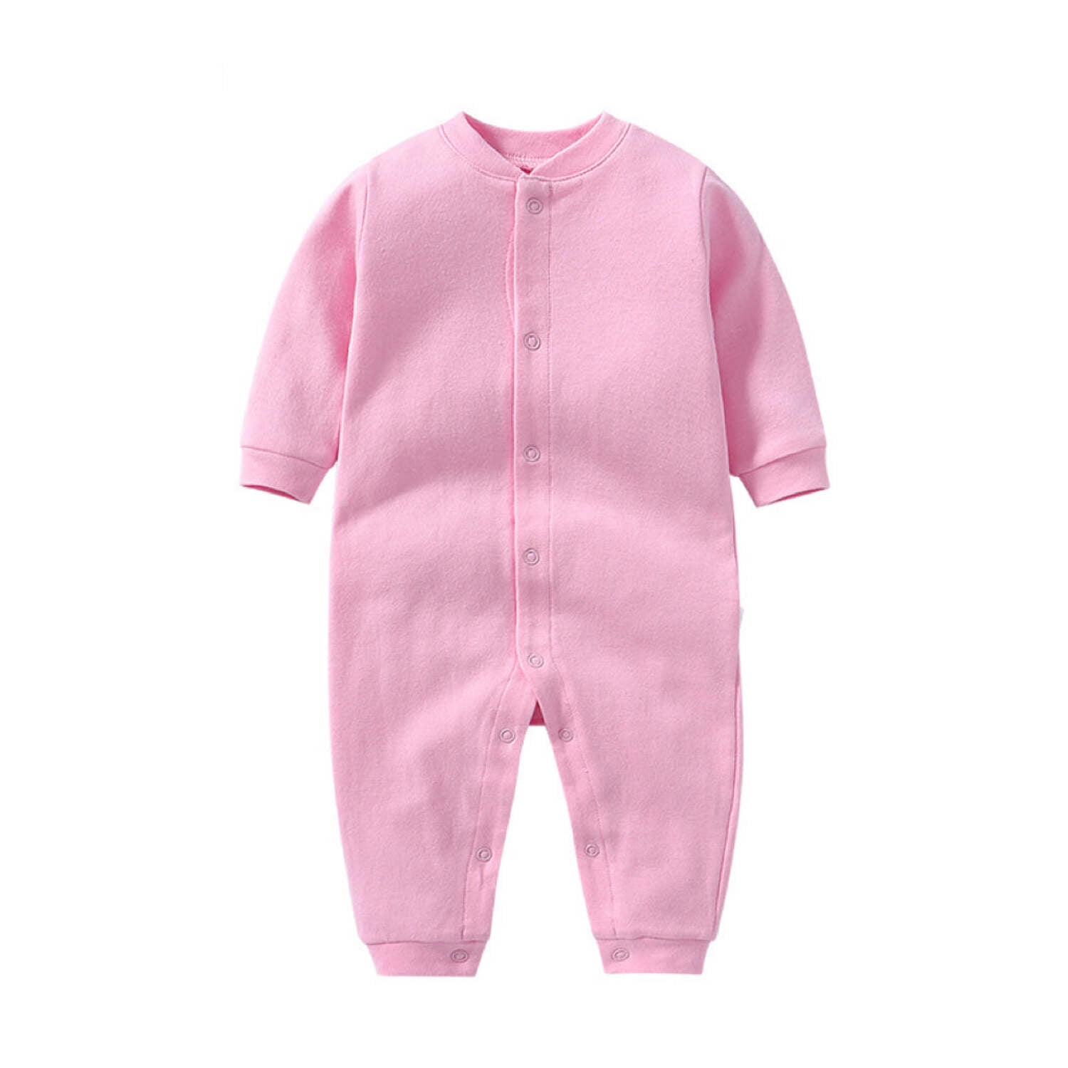 Baby Solid Color Single Breasted Design Long Sleeve Spring Rompers ...