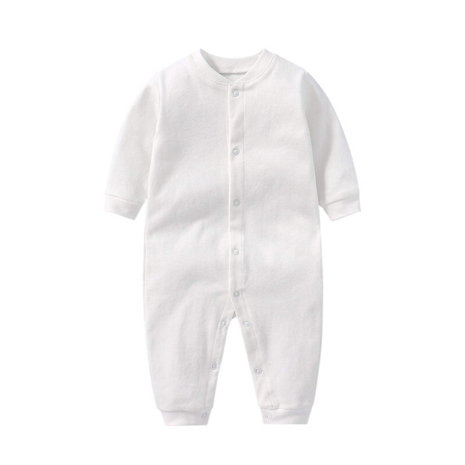 Baby Solid Color Single Breasted Design Long Sleeve Spring Rompers ...