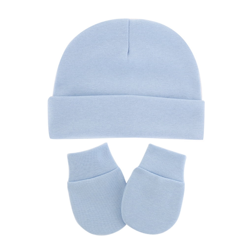 Baby Solid Color for Head Wrap Bonnet Face for Mitts Soft Cotton No ...