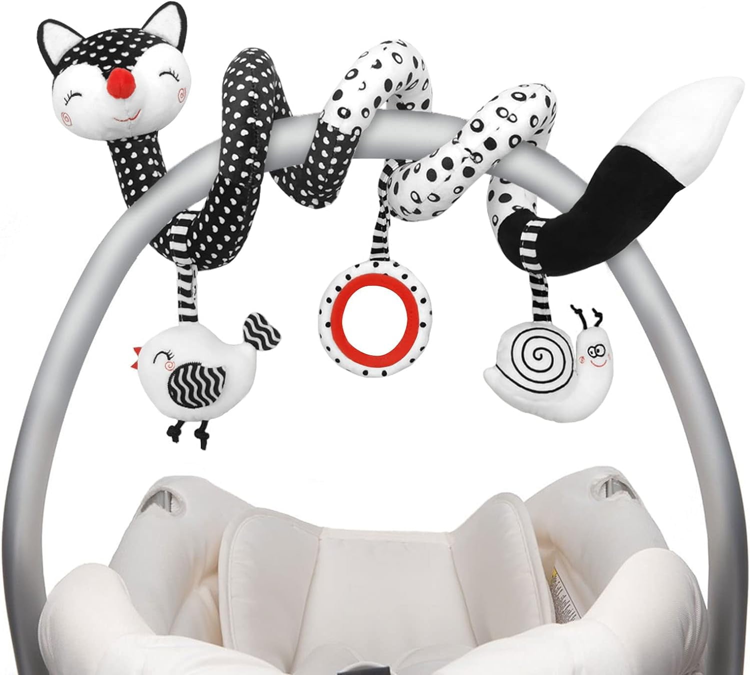 Baby Spiral Plush Toy, Black White Stroller Toy Stretch & Spiral ...