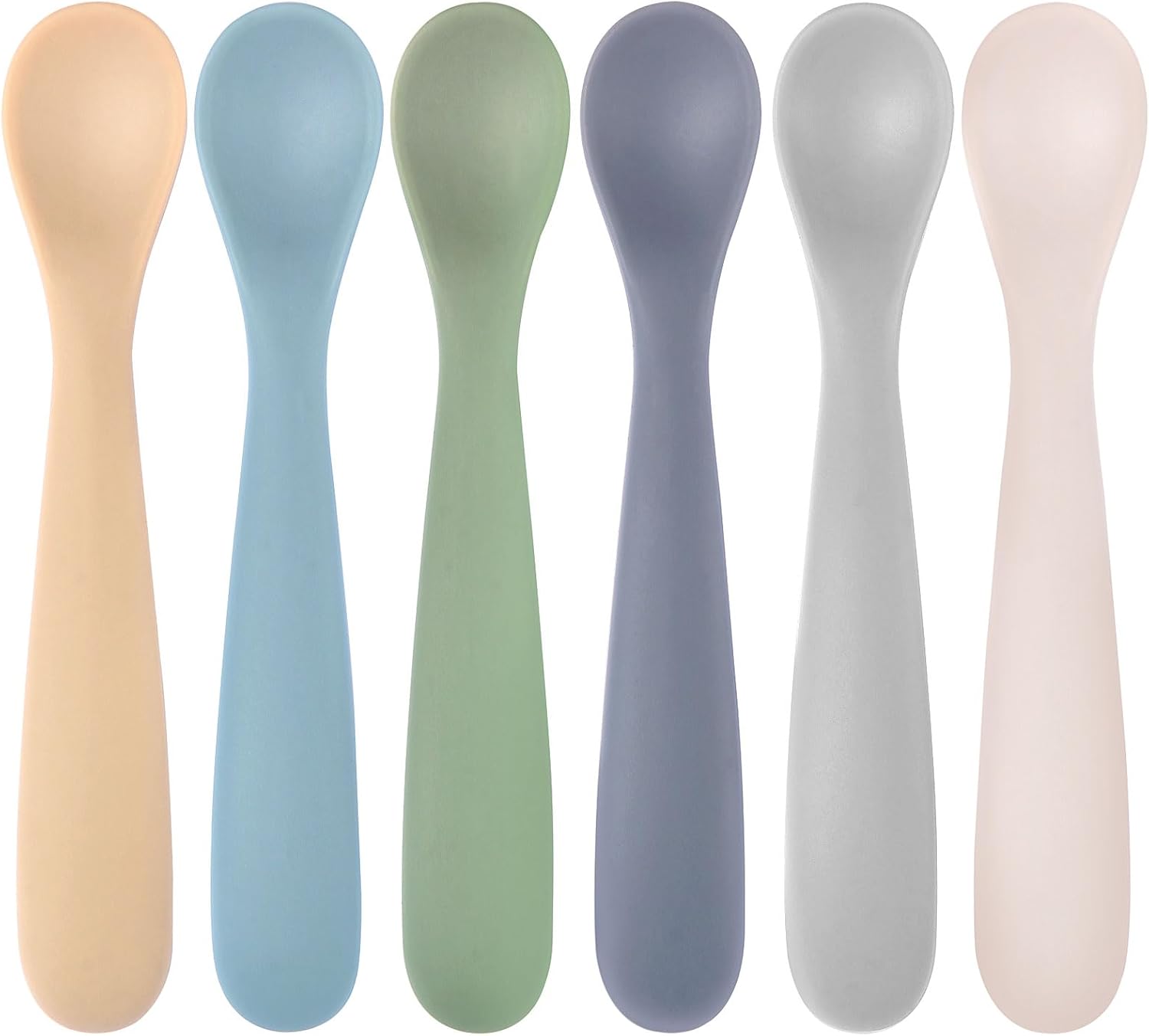 Baby Spoons, 6 Pack First Stage Silicone Feeding Spoons, Soft Tip ...