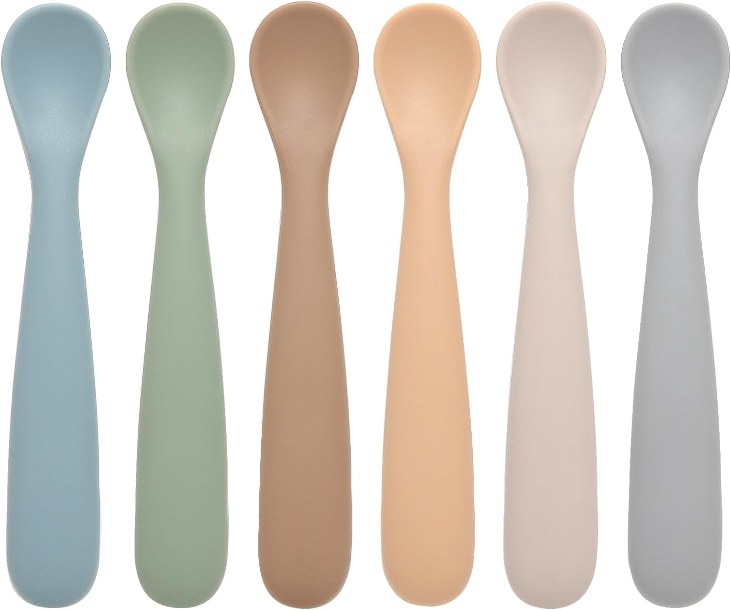 Baby Spoons, 6 Pack First Stage Silicone Feeding Spoons, Soft Tip ...