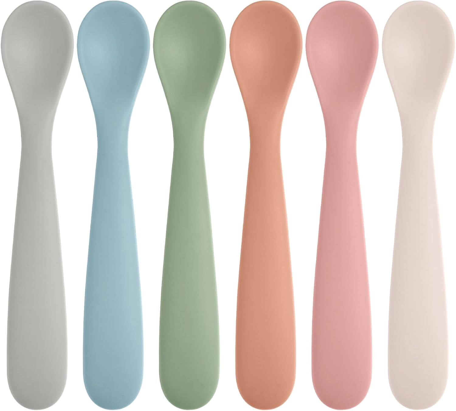 Baby Spoons, 6 Pack First Stage Silicone Feeding Spoons, Soft Tip ...