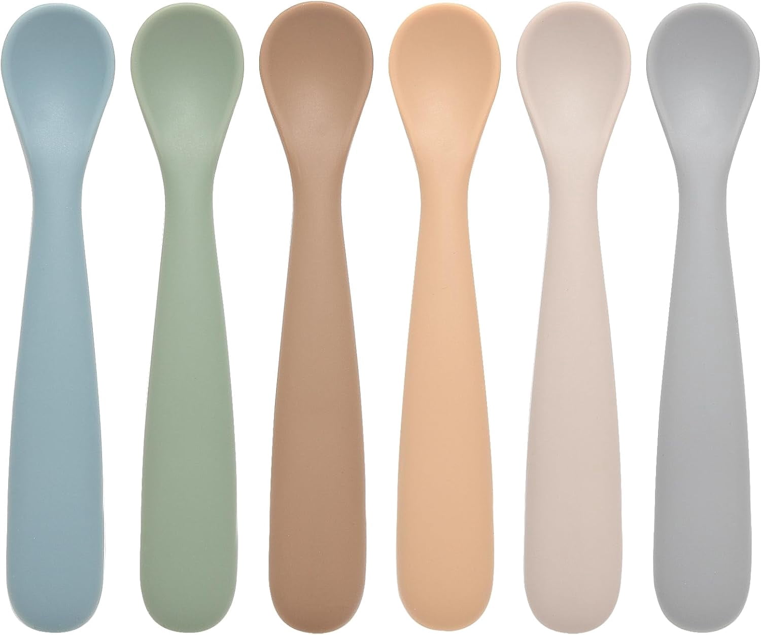 Baby Spoons, 6 Pack First Stage Silicone Feeding Spoons, Soft Tip ...