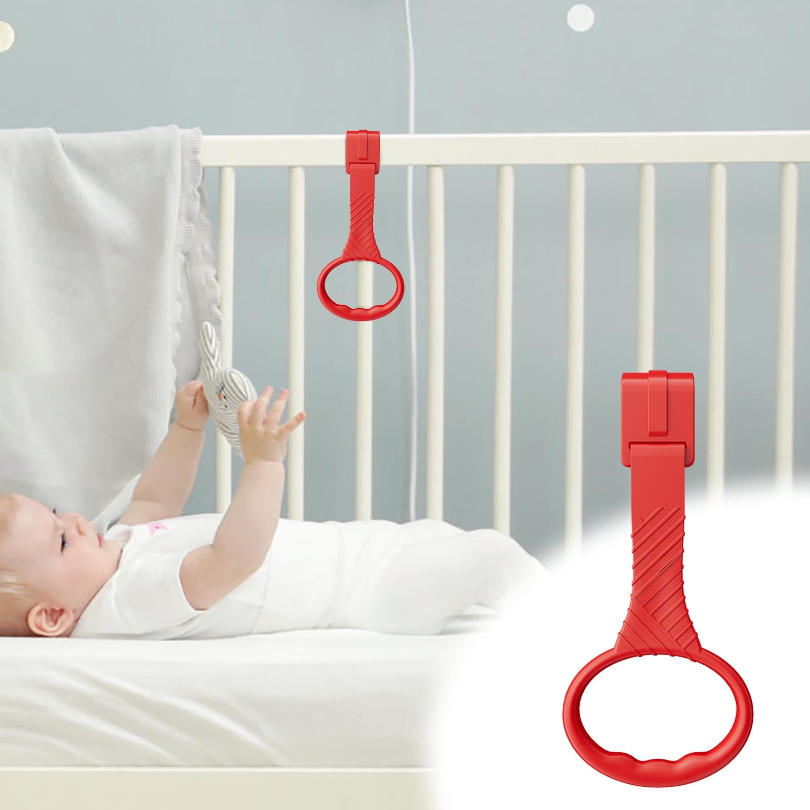 Baby Standing Aid with Crib Attachments | Ergonomic Pull Ring for 8-10 ...