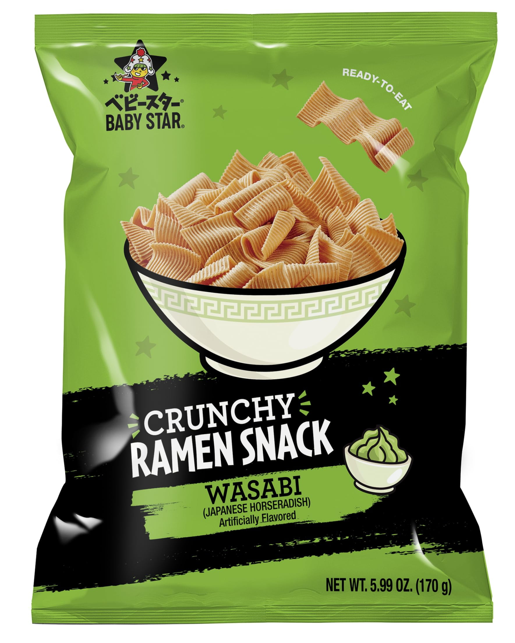 Baby Star Crunchy Ramen Snack Wide | Wasabi 5.99oz (6 Pack) | Delicious ...