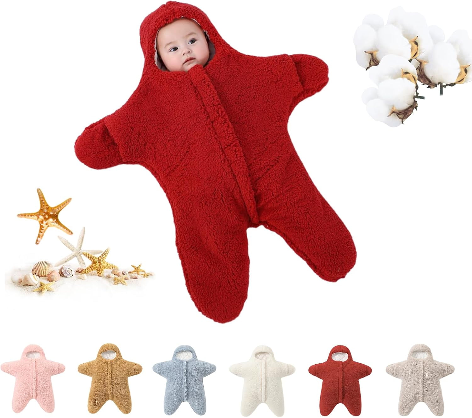 Baby Starfish Onesie, Thick Imitation Fleece Starfish Newborn Sleeping ...