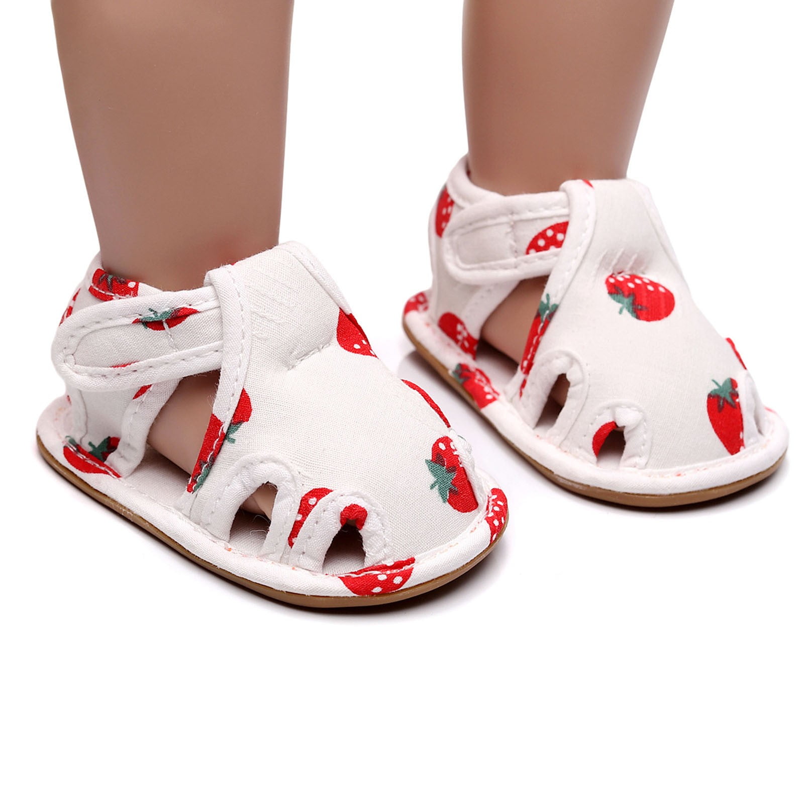 Baby Strawberry Print Closed-toe Sandals, Soft-sole Prewalkers for ...