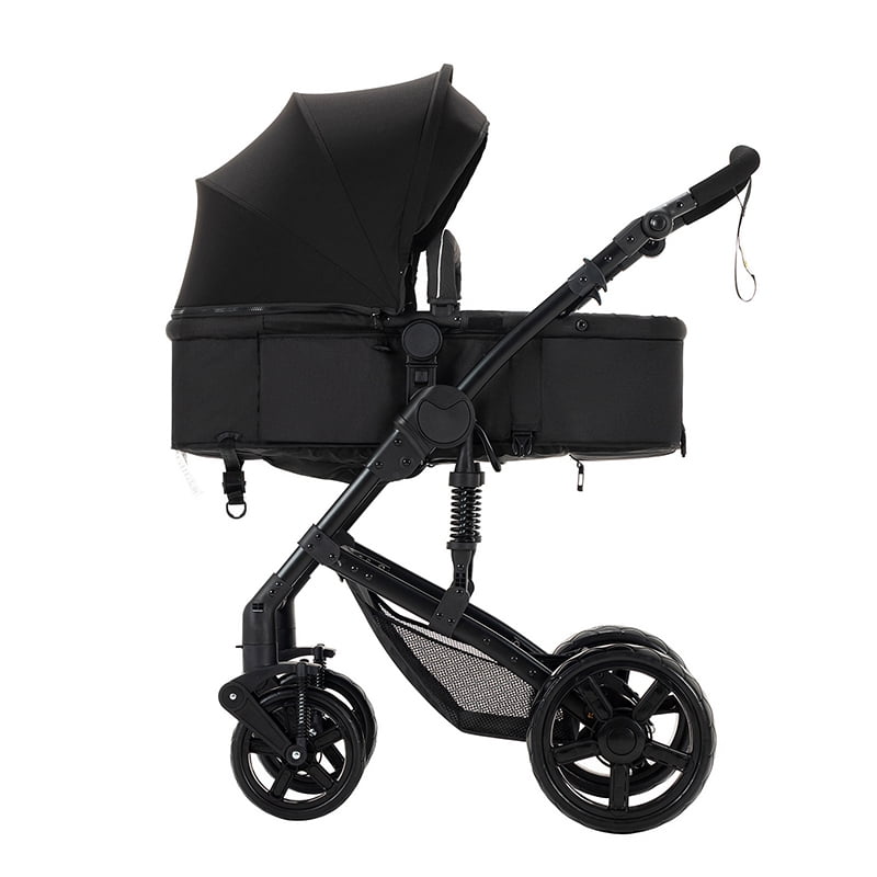 Baby Stroller Foldable Pram & Baby Pushchair with Reversible Bassinet ...
