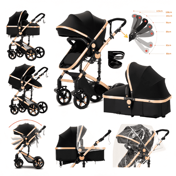 6 in 1 Reversible Baby Stroller w/Detachable Tray, Convert to Newborn ...