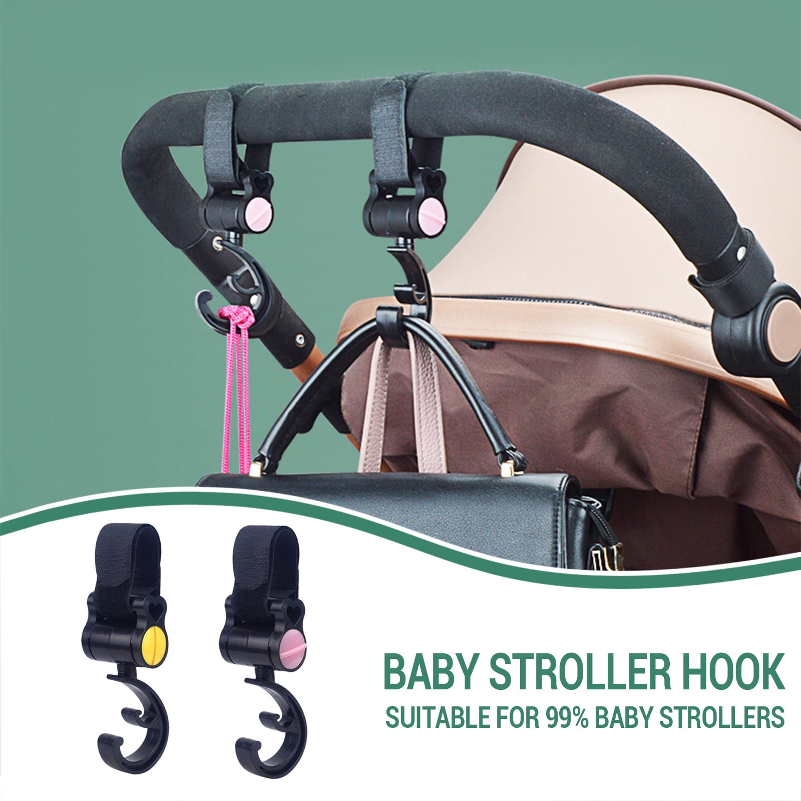 Baby Stroller Hooks, Multi Purpose Hooks Adjustable Hanger Mommy Bag ...