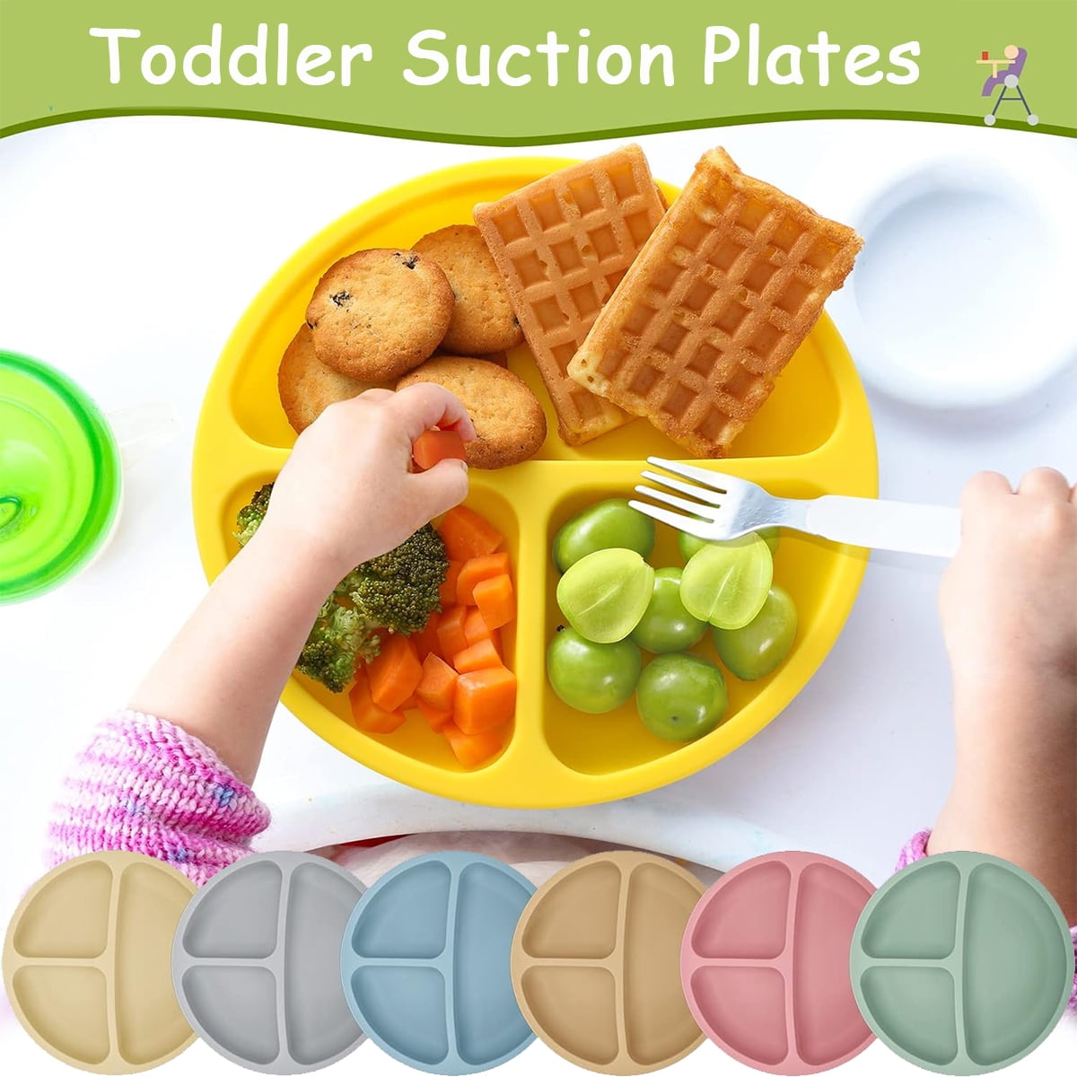 Baby Suction Plates Toddler Bulk Divided Plate Suction Plates Silicone ...
