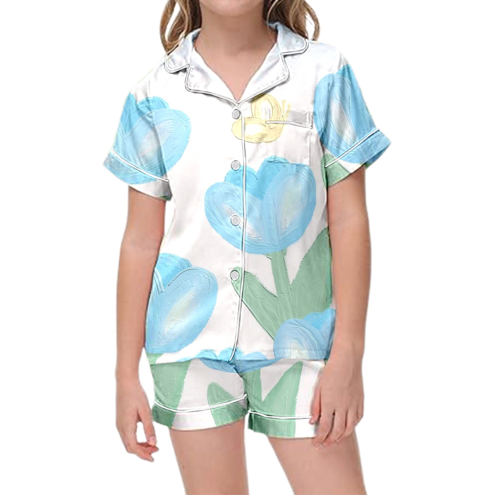 Baby Summer Clothes 2 Piece Outfits Flower Printed Set Silk Lapel ...