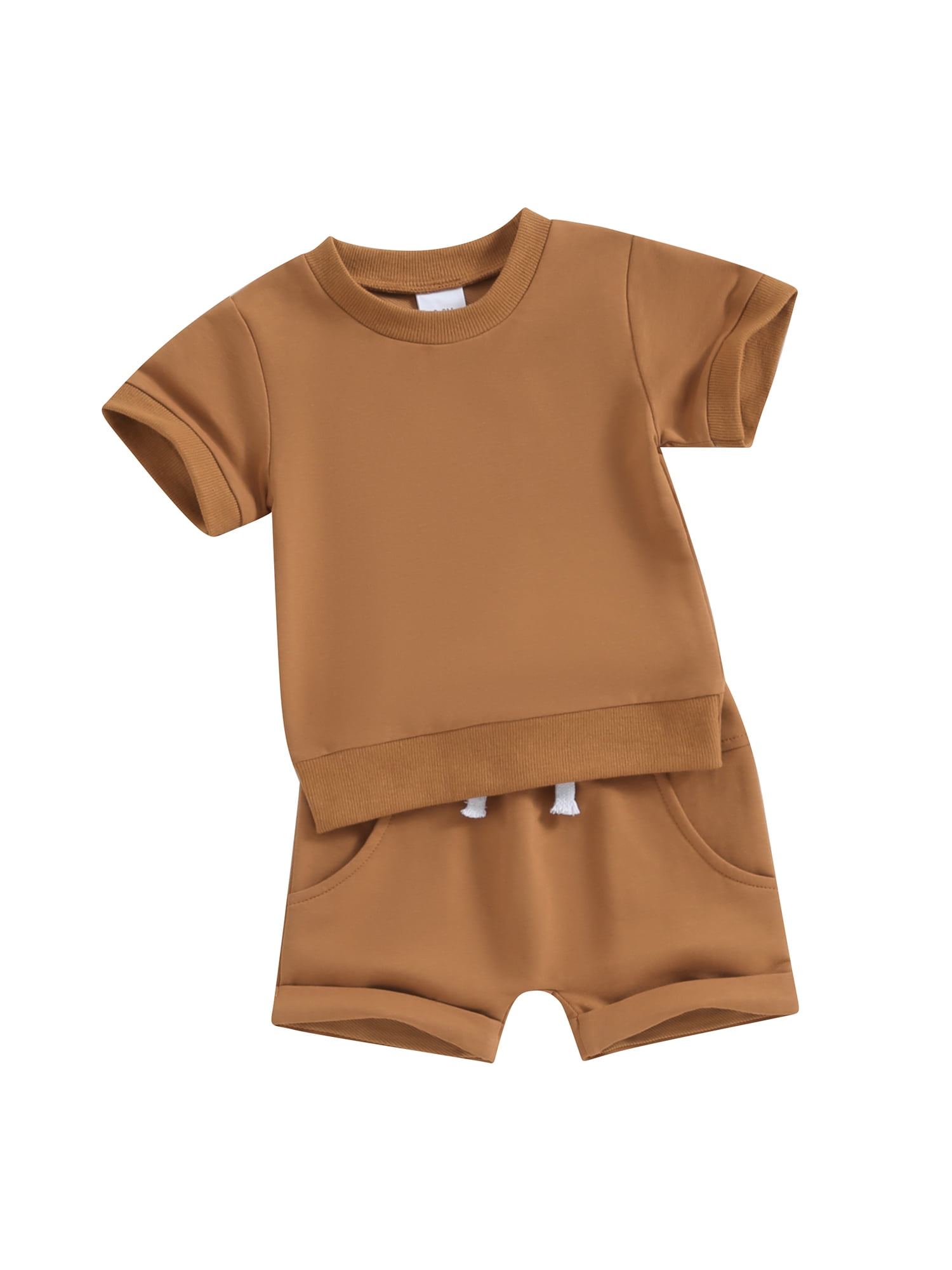 Baby Summer Clothes Solid Color Short SleeveT-Shirt with Shorts Outfit ...