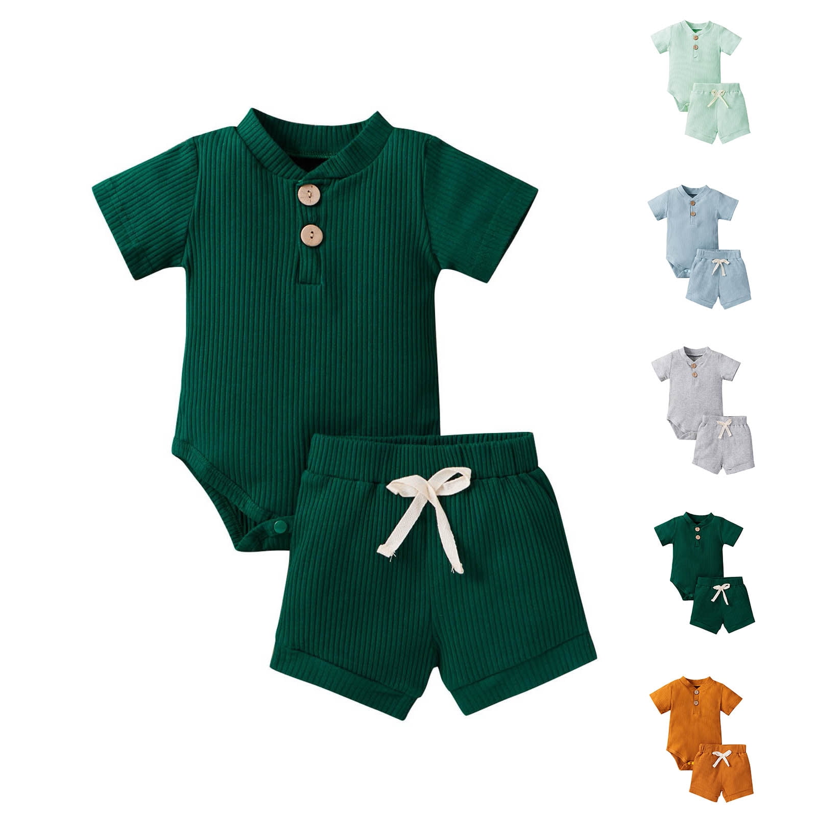 Baby Summer Clothes for Girls Short Sleeve Button down Bodysuit and ...