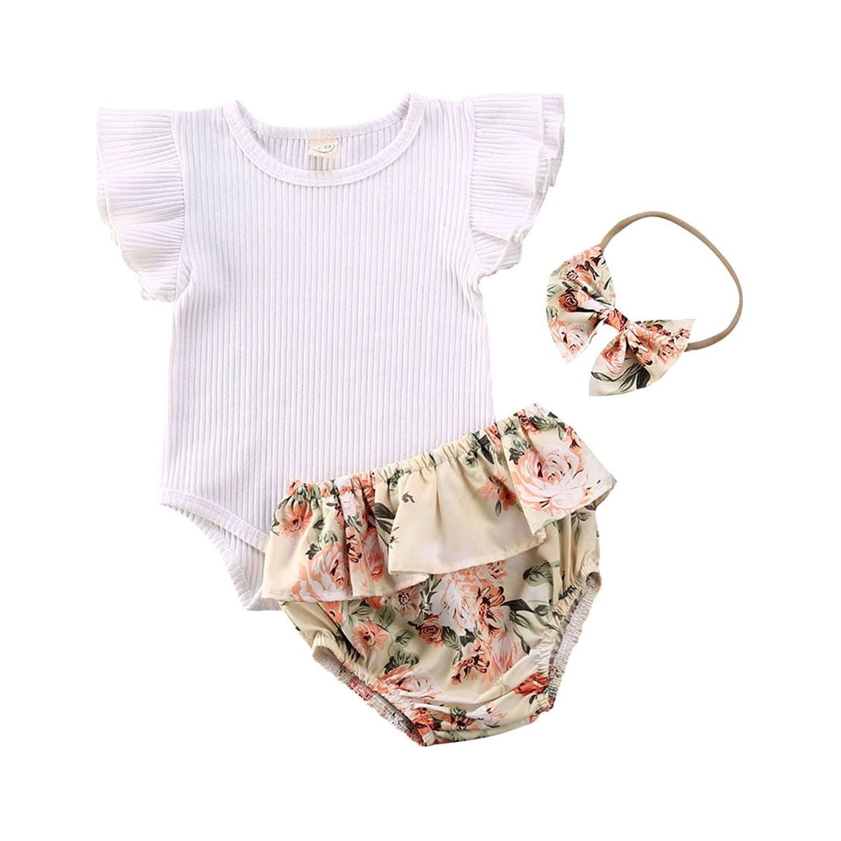 Baby Summer Clothing Infant Newborn Baby Girl 0-18M Ruffled Ribbed ...